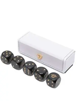 Versace Medusa-head Leather Dice Set - Silver