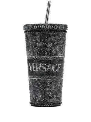 Versace Barocco Crystal-embellished Travel Cup - Black