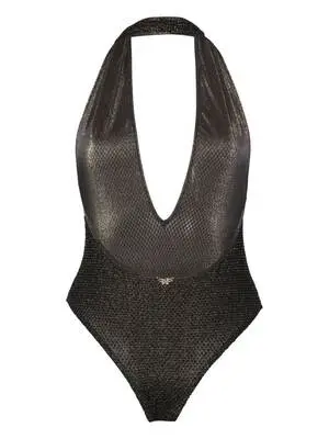 Palm Angels Lurex V-neck Swimsuit - Black