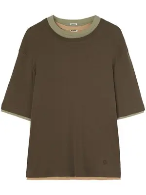 JIL SANDER Layered Cotton T-shirt - Green