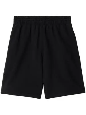 Burberry Equestrian Knight-motif Cotton Shorts - Black
