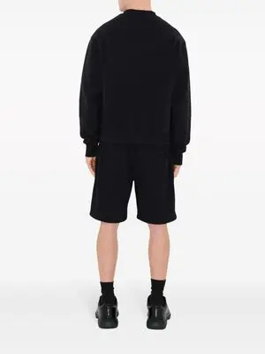 Burberry Equestrian Knight-motif Cotton Shorts - Black
