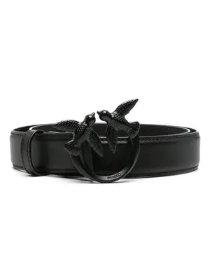 Pinko Pinko Leather Belt With Signature Buckle Black