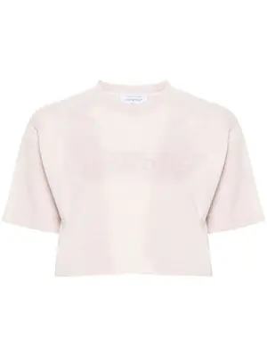 Off-White Rubberised-logo Cropped T-shirt