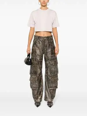 Off-White Rubberised-logo Cropped T-shirt