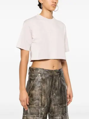 Off-White Rubberised-logo Cropped T-shirt
