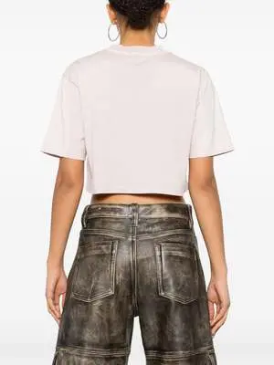 Off-White Rubberised-logo Cropped T-shirt