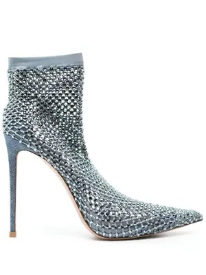 LE SILLA Gilda 115mm Crystal-embellished Boots - Blue