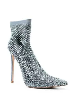 LE SILLA Gilda 115mm Crystal-embellished Boots - Blue