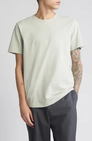 OPEN EDIT Crewneck Stretch Cotton T-shirt Green Silicate
