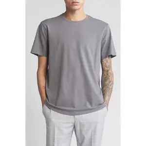 OPEN EDIT Crewneck Stretch Cotton T-shirt Grey Pearl