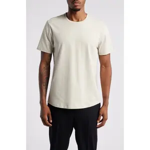 OPEN EDIT Crewneck Stretch Cotton T-shirt Grey Veil
