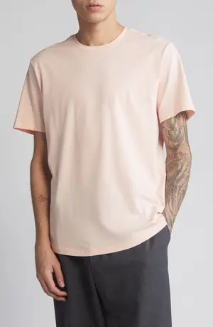 OPEN EDIT Crewneck Stretch Cotton T-shirt Pink Beach