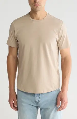 OPEN EDIT Crewneck Stretch Cotton T-shirt Tan Thread