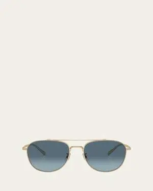 Oliver Spencer Double-bridge Aviator Sunglasses - Blue Gradient
