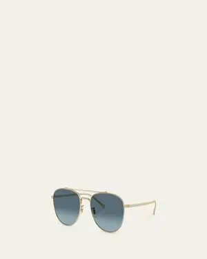 Oliver Spencer Double-bridge Aviator Sunglasses - Blue Gradient