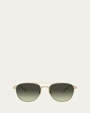 Oliver Spencer Oliver Peoples Double-Bridge Aviator Sunglasses Gold