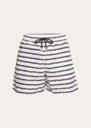 Vilebrequin Micro-turtle Striped Swim Shorts