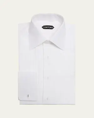 TOM FORD Cotton Plisse Dress Shirt Optical Wh