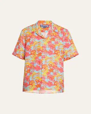 Vilebrequin Tahiti Flower-print Camp Shirt - Santorin B