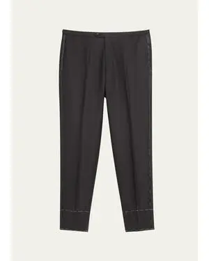 Brioni Wool Tuxedo Trousers - Blkpat