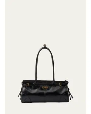 Prada Medium East-west Leather Shoulder Bag - F0002 Nero