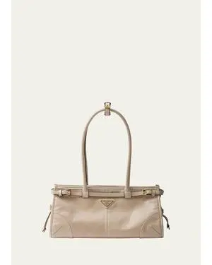 Prada Medium East-west Leather Shoulder Bag - Travertino