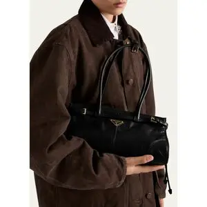 Prada Medium East-west Leather Shoulder Bag - Travertino