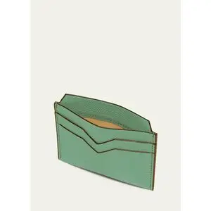 VALEXTRA Calf Leather Card Holder - Eucalipto