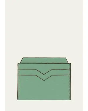 VALEXTRA Calf Leather Card Holder - Green