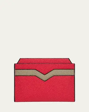VALEXTRA Calf Leather Card Holder Ptgvr Tango Tundra