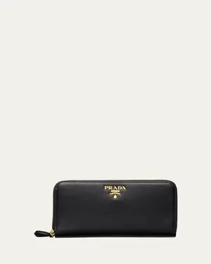 Prada Large Continental Leather Wallet F0002 Nero