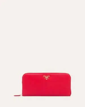 Prada Large Continental Leather Wallet - Red