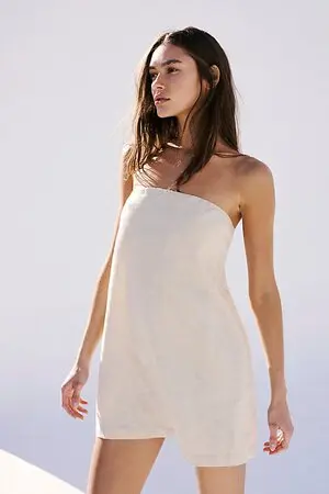 Free People Cotton-linen Mini Dress - Wet Plaster