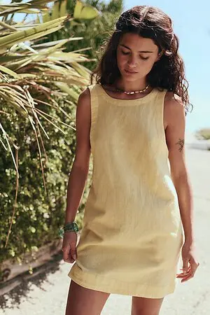 Free People Free People Linen-Blend Mini Dress Summer Lemonade