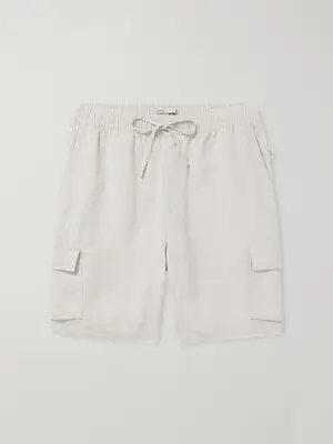 Onia Air Straight-leg Linen And Lyocell-blend Cargo Shorts - Gray