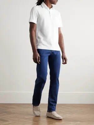 Zegna Slim-fit Nubuck-trimmed Cotton-piqué Polo Shirt