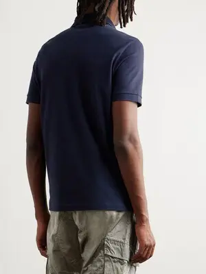 Stone Island Logo-appliquéd Cotton-blend Piqué Polo Shirt - Blue