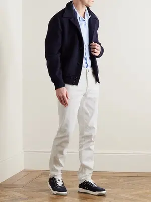 Brunello Cucinelli Slim-fit Straight-leg Logo-embroidered Jeans - White