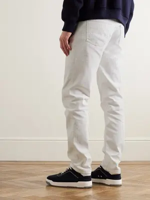 Brunello Cucinelli Slim-fit Straight-leg Logo-embroidered Jeans - White