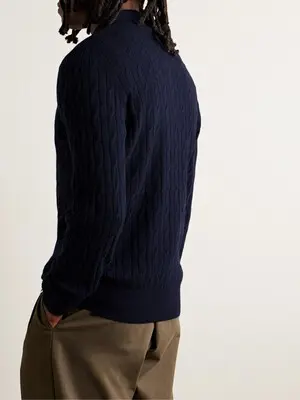 GHIAIA Cable-knit Cashmere Polo Shirt