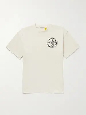 Moncler Roc Nation Jay-z Logo-print Cotton-jersey T-shirt - Neutrals