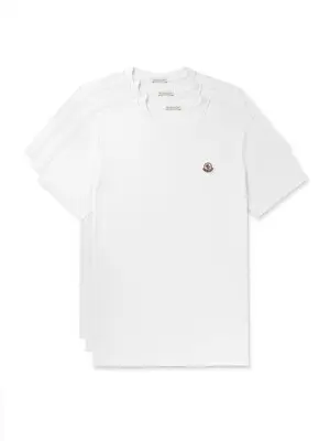 Moncler Three-pack Logo-appliquéd Cotton-jersey T-shirts