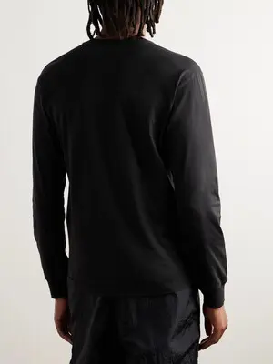Stone Island Logo-appliquéd Garment-dyed Cotton-jersey T-shirt - Black