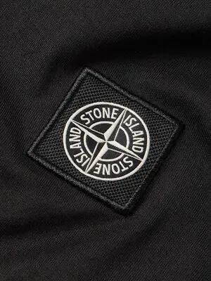 Stone Island Logo-appliquéd Garment-dyed Cotton-jersey T-shirt - Black