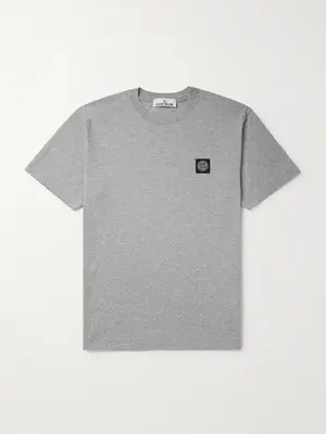 Stone Island Logo-appliquéd Cotton-jersey T-shirt - Gray
