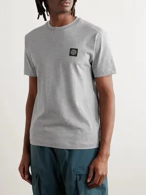 Stone Island Logo-appliquéd Cotton-jersey T-shirt - Gray