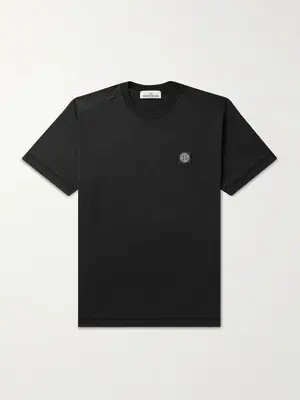 Stone Island Logo-appliquéd Cotton-jersey T-shirt - Black