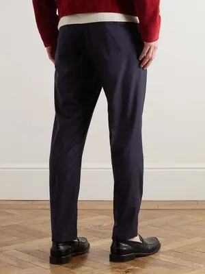 Mr P. Tapered Pleated Wool-blend Flannel Trousers