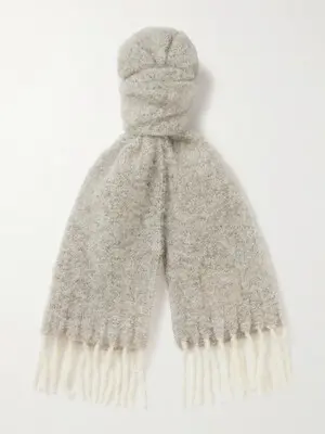 Nn07 Fringed Wool-blend Scarf - Neutrals